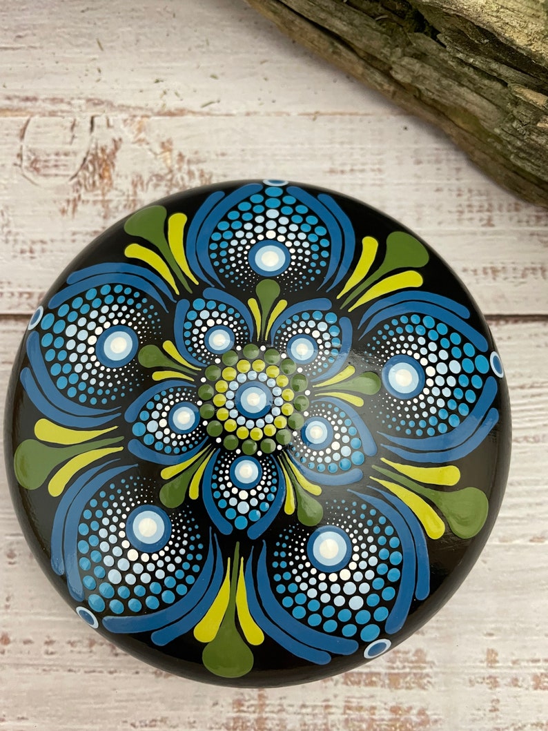 Dot Art Mandala Stone Hand Painted Rock Paperweight Mandala - Etsy