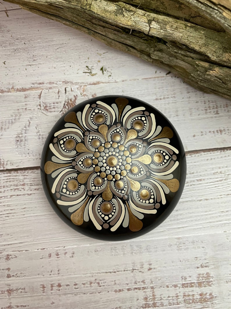 Dot Art Mandala Stone Paperweight Hand Painted Rock Meditation - Etsy