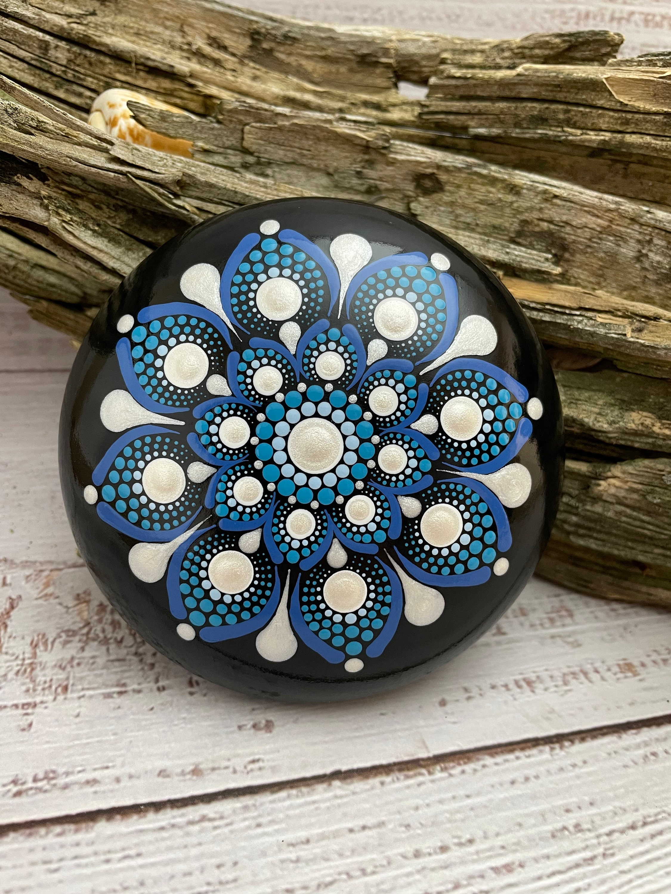 Dot Art Mandala Stone Paperweight Hand Painted Rock Meditation Medium ...