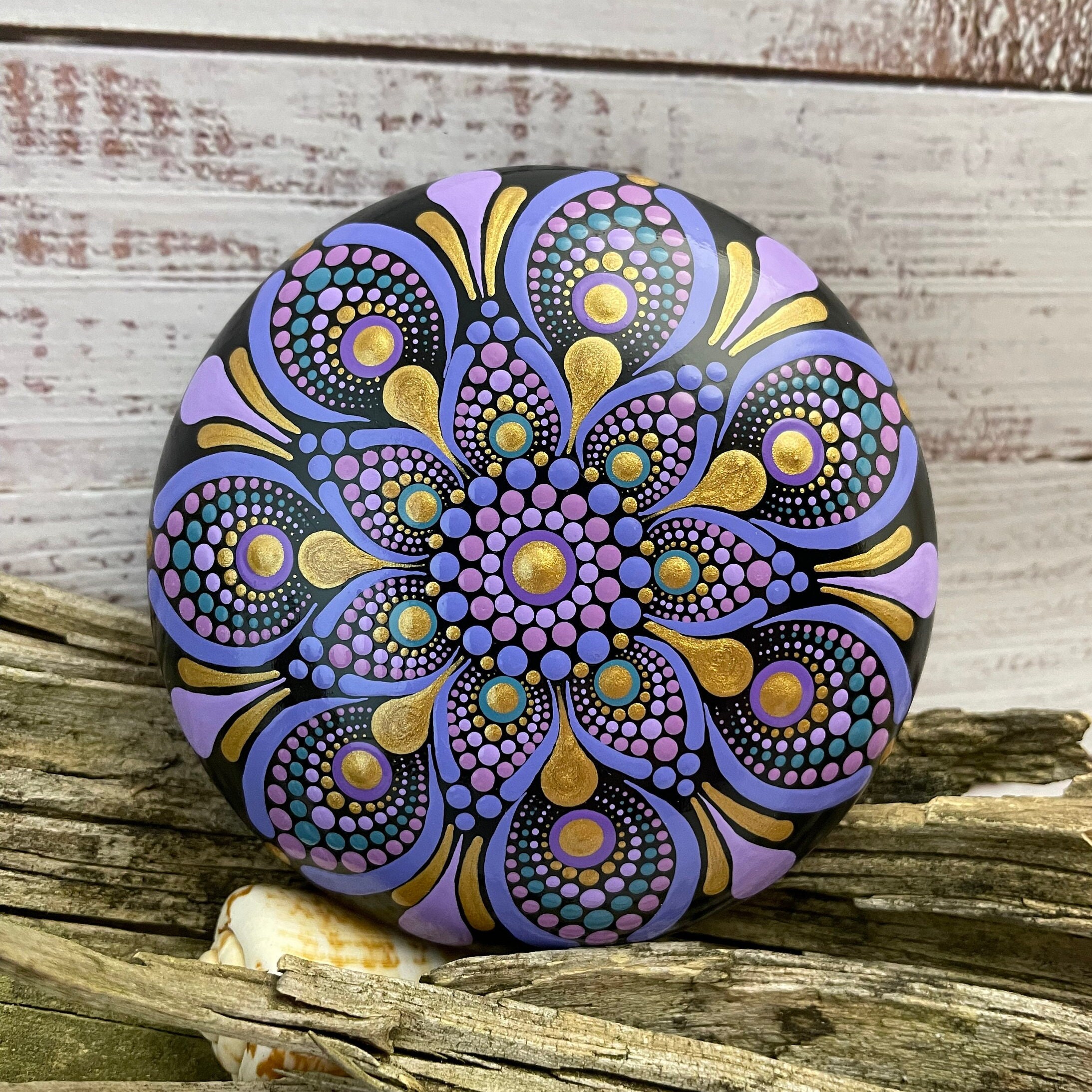 Dot Art Mandala Stone Paperweight Hand Painted Rock Meditation Medium ...
