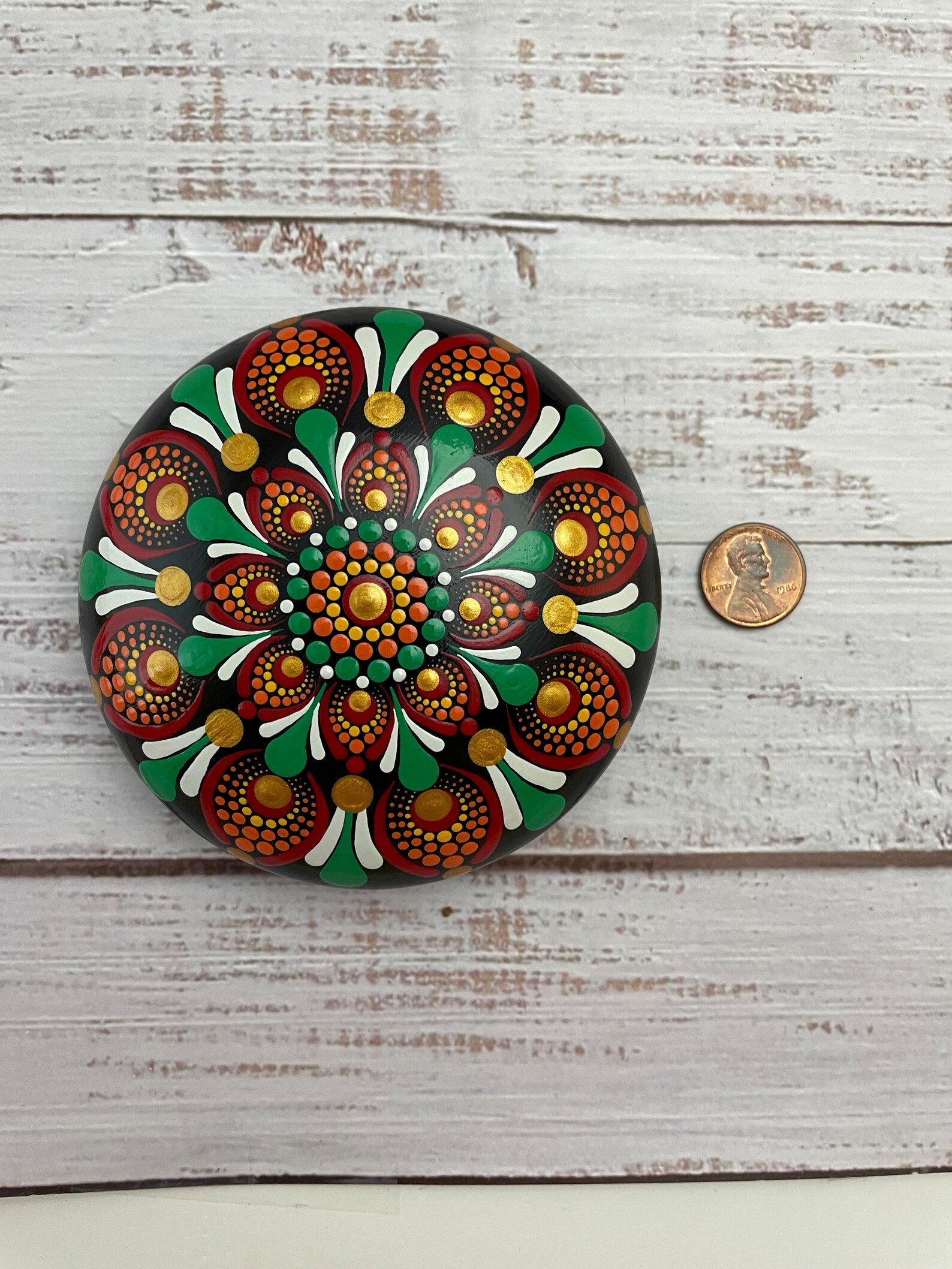 Dot Art Mandala Stone Paperweight Hand Painted Rock Meditation Medium ...