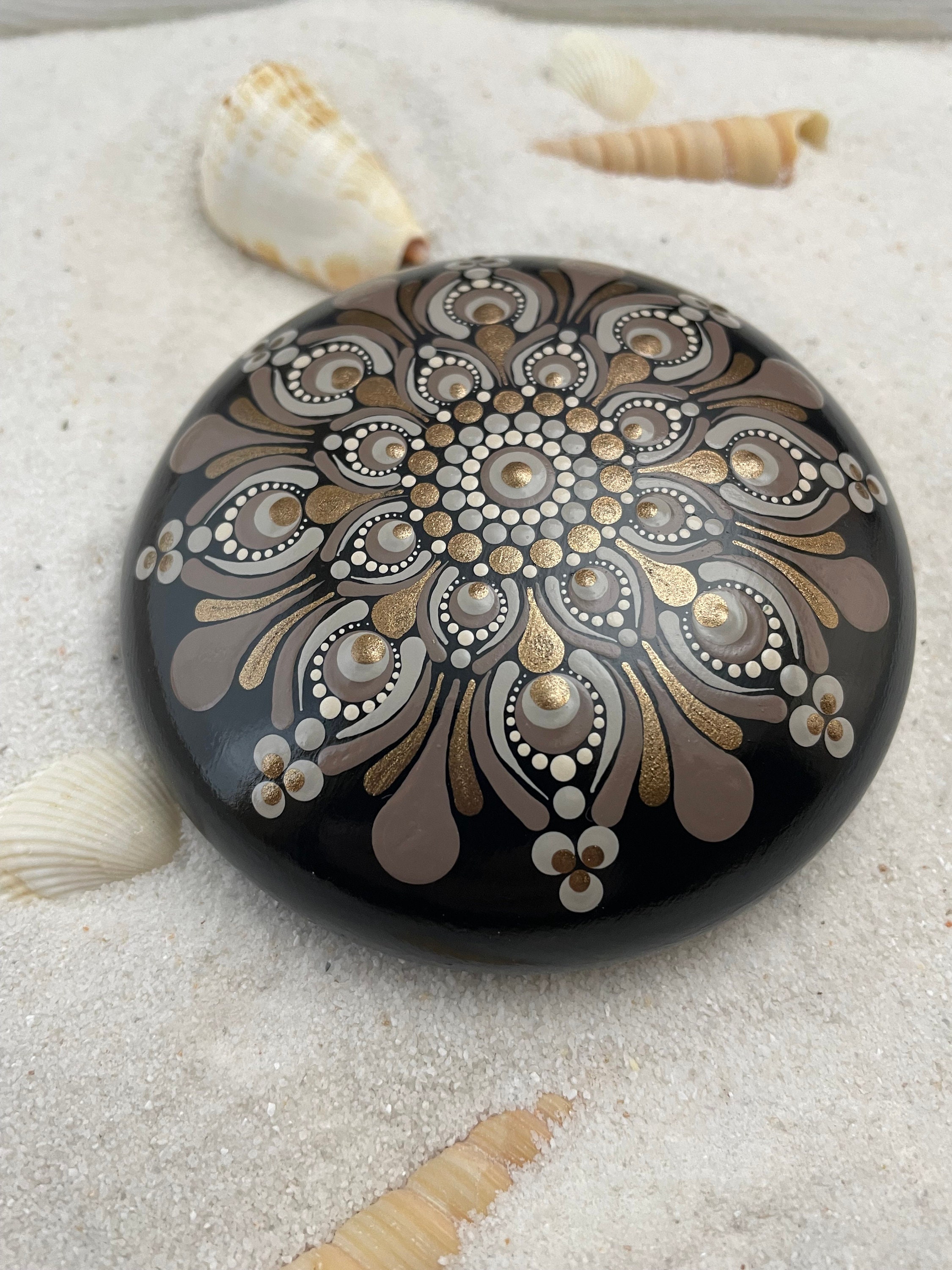 Dot Art Mandala Stone Paperweight Hand Painted Rock Meditation Medium ...