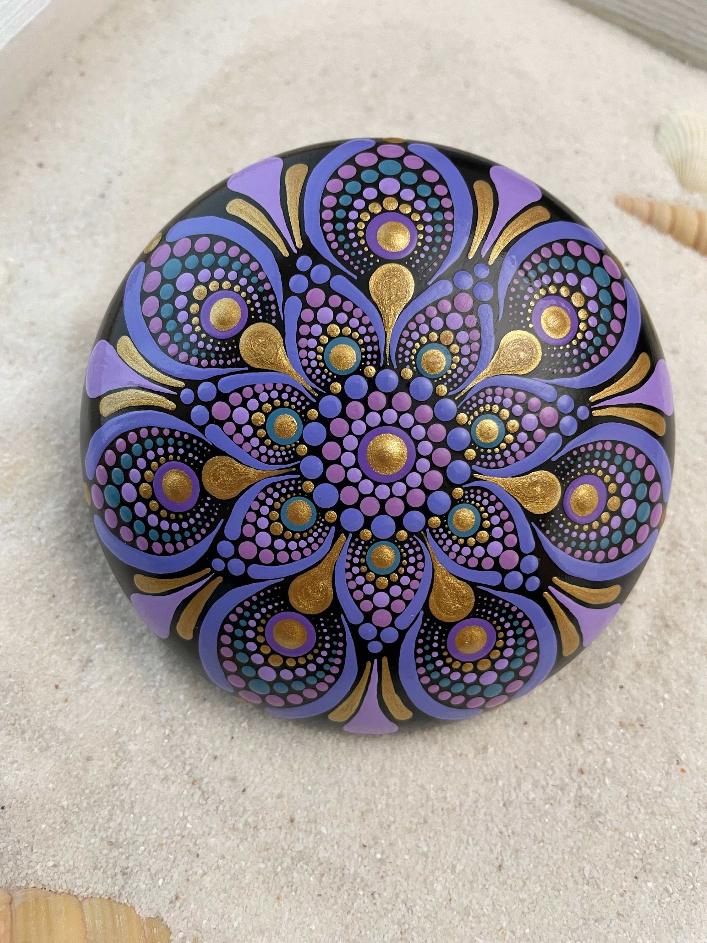 Dot Art Mandala Stone Paperweight Hand Painted Rock Meditation Medium ...