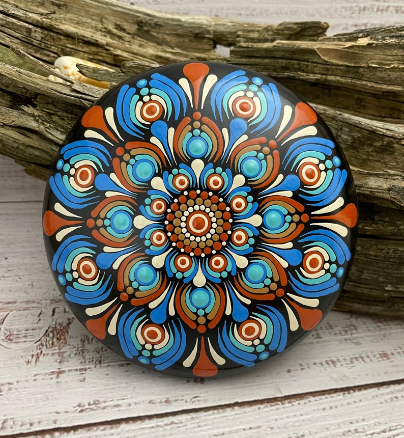 Dot Art Mandala Stone Hand Painted Rock Paperweight Mandala - Etsy