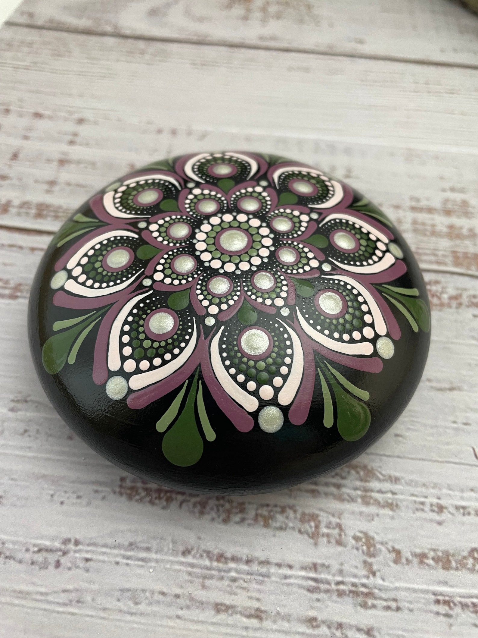 Dot Art Mandala Stone Paperweight Hand Painted Rock Meditation Medium ...