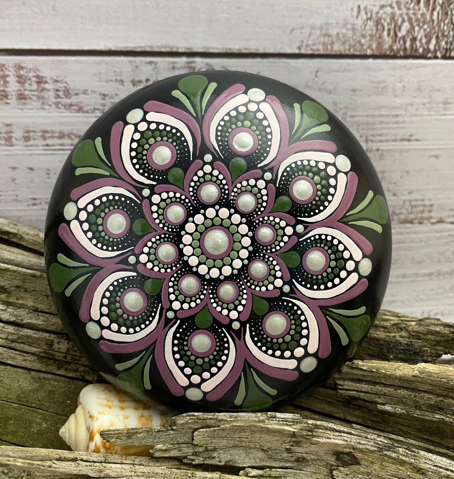 Dot Art Mandala Stone Paperweight Hand Painted Rock Meditation Medium ...