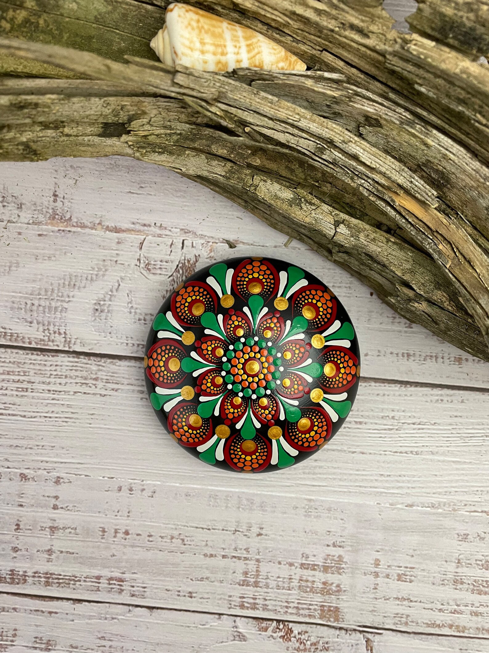 Dot Art Mandala Stone Paperweight Hand Painted Rock Meditation Medium ...