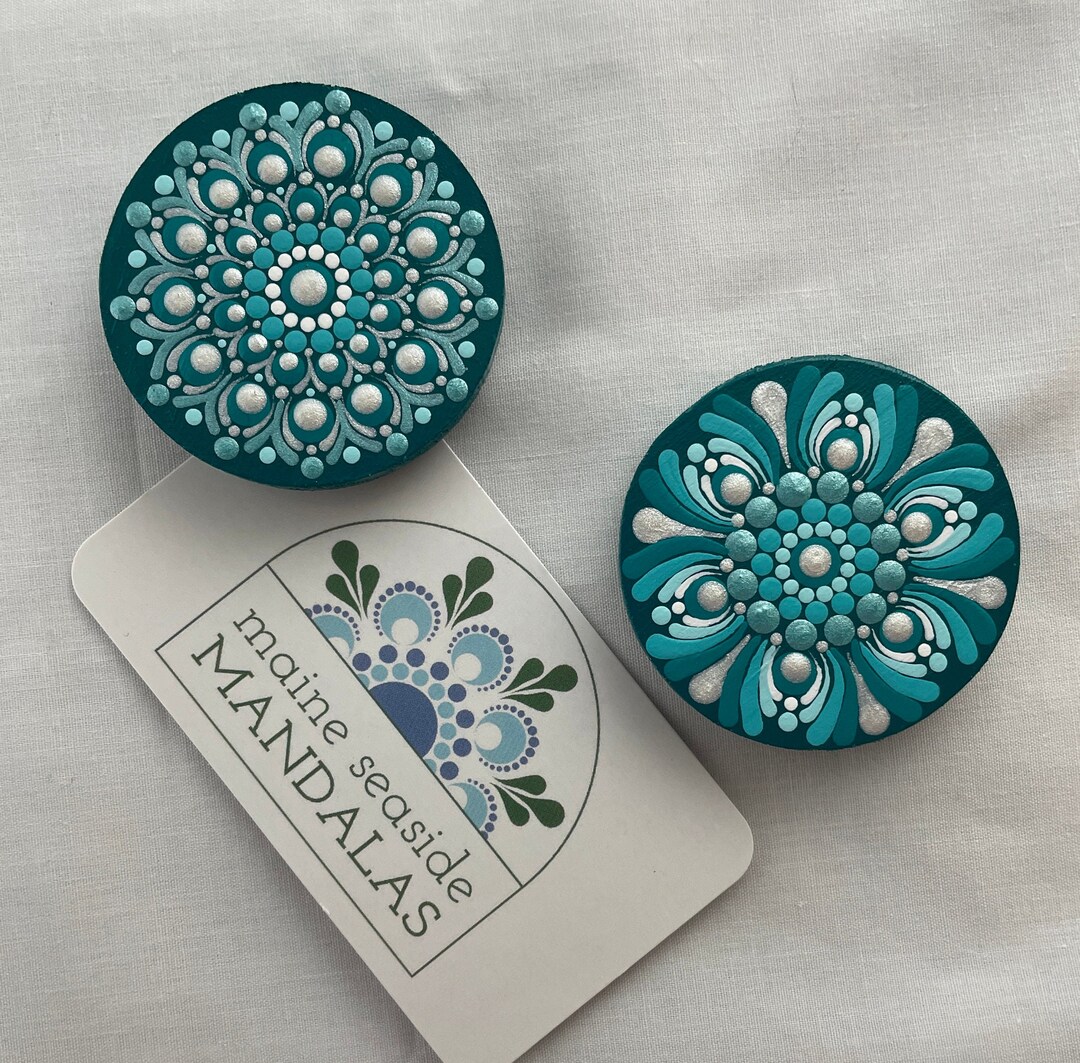 Dot Art Mandala Magnet Set of 2 Hand Painted Fridge Magnets Gift - Etsy