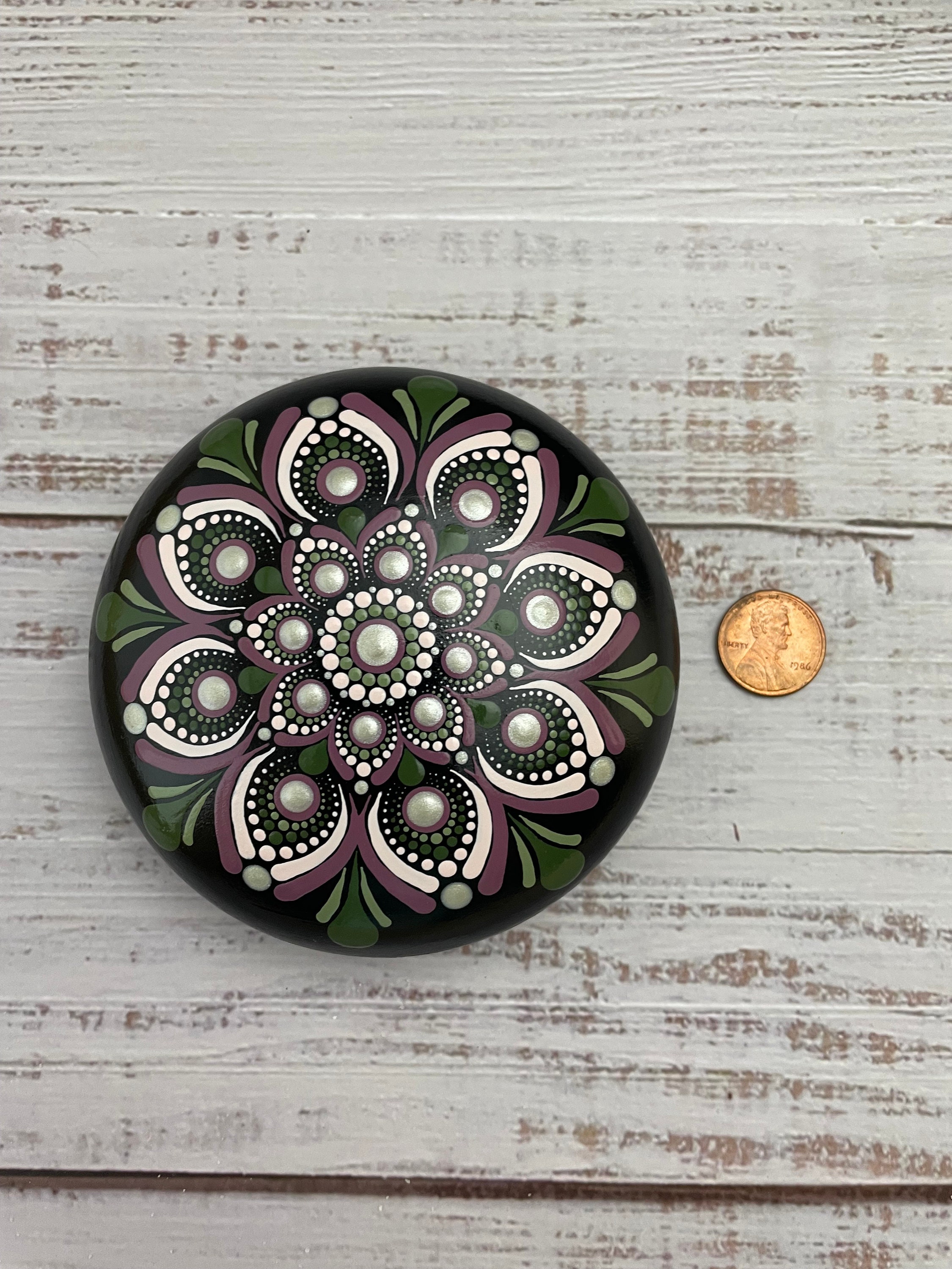 Dot Art Mandala Stone Paperweight Hand Painted Rock Meditation Medium ...