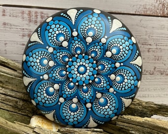 Dot Art Mandala Stone Paperweight Hand Painted Rock Meditation Medium ...