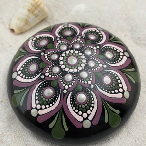 Dot Art Mandala Stone Paperweight Hand Painted Rock Meditation Medium ...