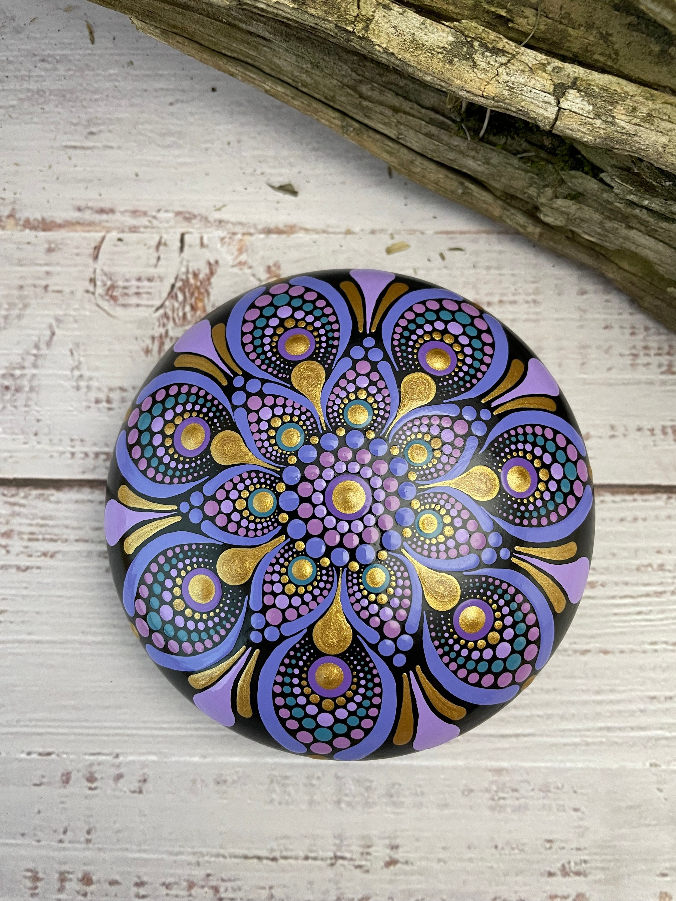 Dot Art Mandala Stone Paperweight Hand Painted Rock Meditation Medium ...