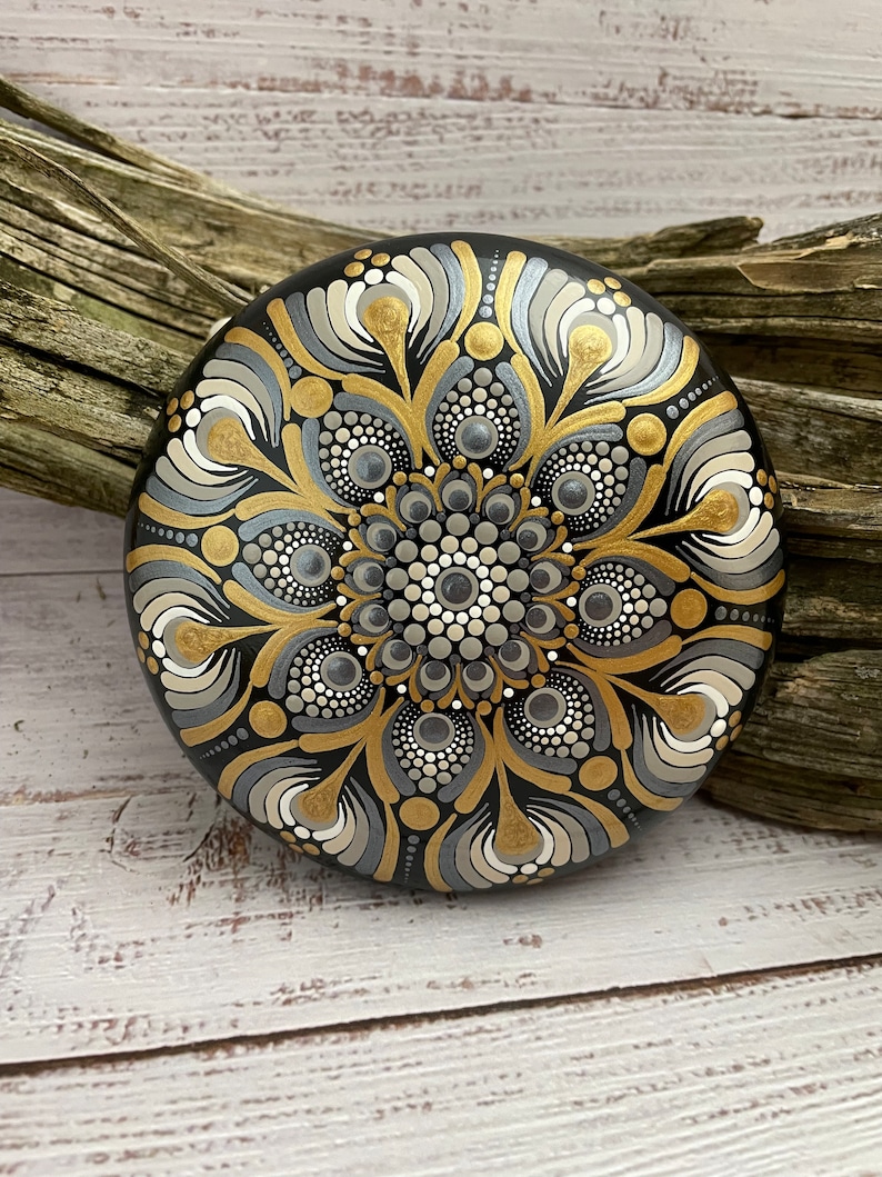 Dot Art Mandala Stone Hand Painted Rock Paperweight Mandala - Etsy
