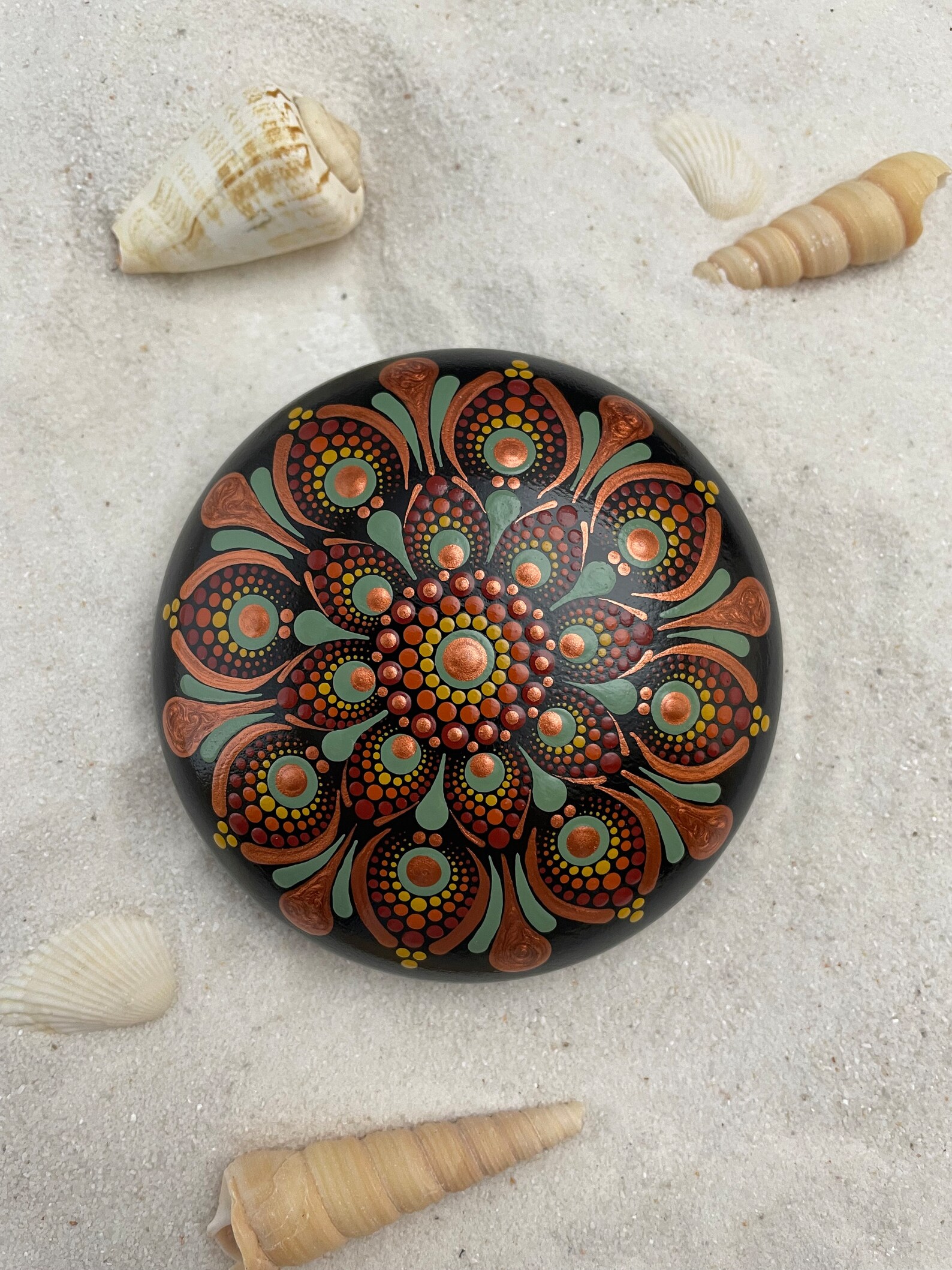 Dot Art Mandala Stone Paperweight Hand Painted Rock Meditation Medium ...