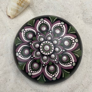 Dot Art Mandala Stone Paperweight Hand Painted Rock Meditation Medium ...