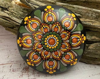 Dot Art Mandala Stone Paperweight Hand Painted Rock Meditation Medium ...