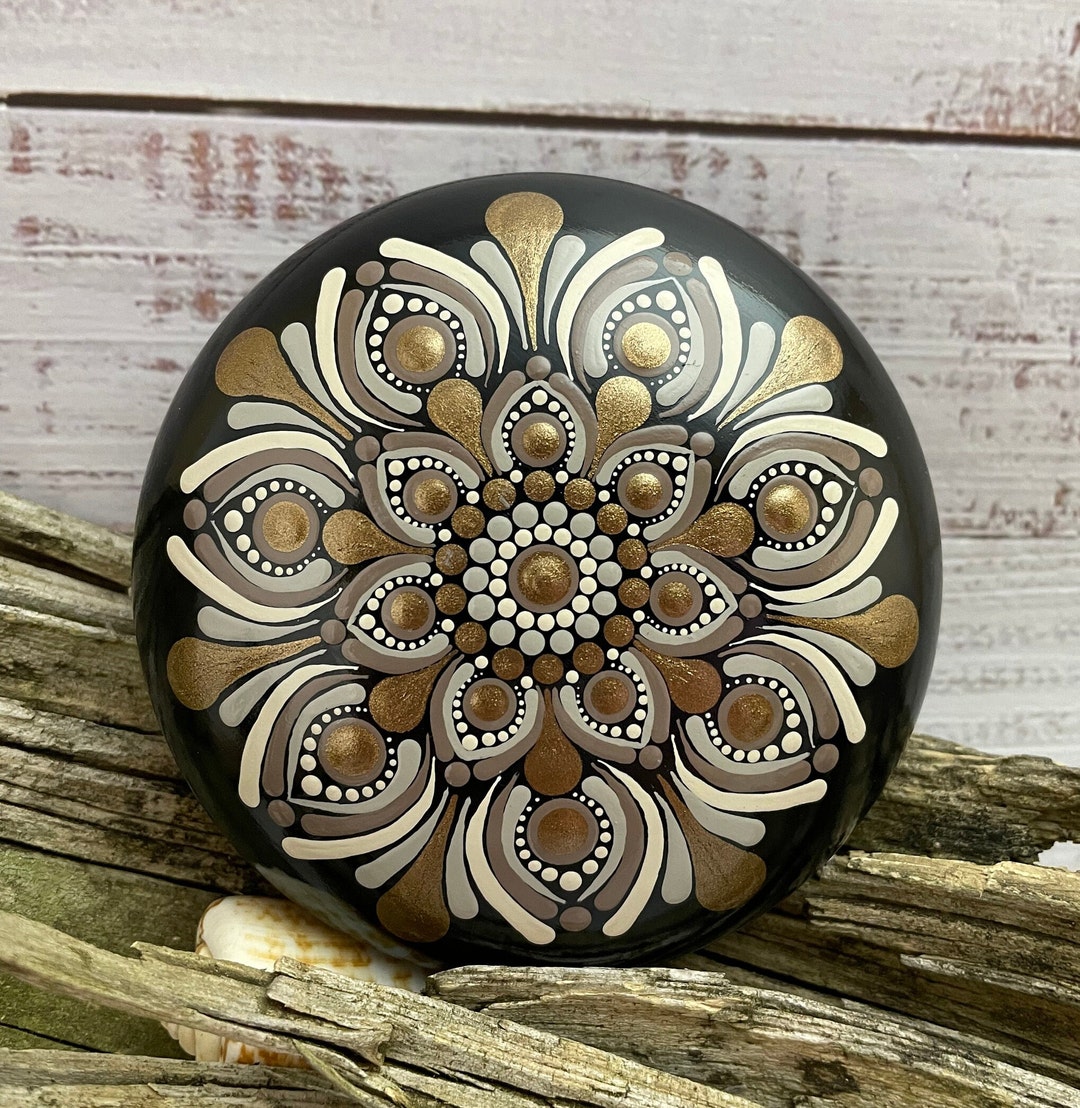 Dot Art Mandala Stone Paperweight Hand Painted Rock Meditation Medium ...