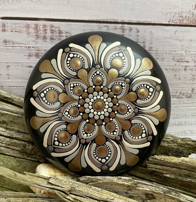 Dot Art Mandala Stone Paperweight Hand Painted Rock Meditation - Etsy