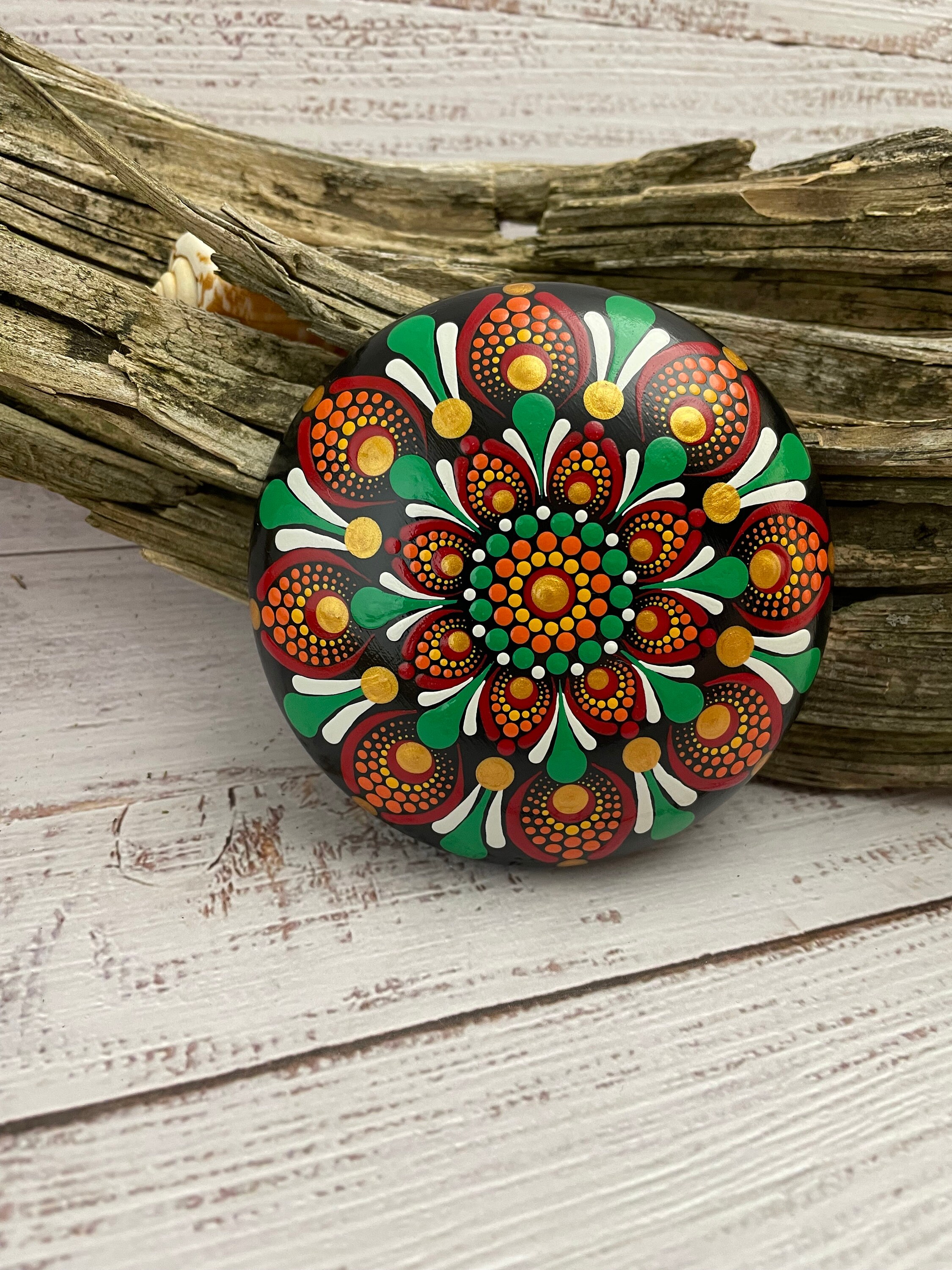 Dot Art Mandala Stone Paperweight Hand Painted Rock Meditation Medium ...