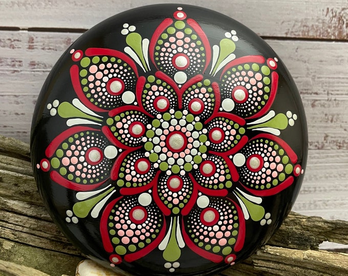 Dot Art Mandala Stone Hand Painted Rock Paperweight Mandala Meditation ...