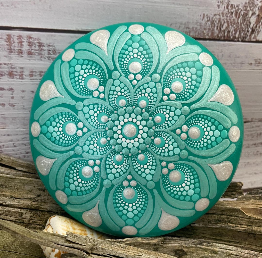 Dot Art Mandala Stone Hand Painted Rock Paperweight Mandala Meditation ...