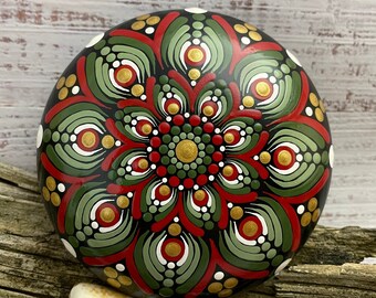 Dot Art Mandala Stone Paperweight Hand Painted Rock Meditation Medium ...