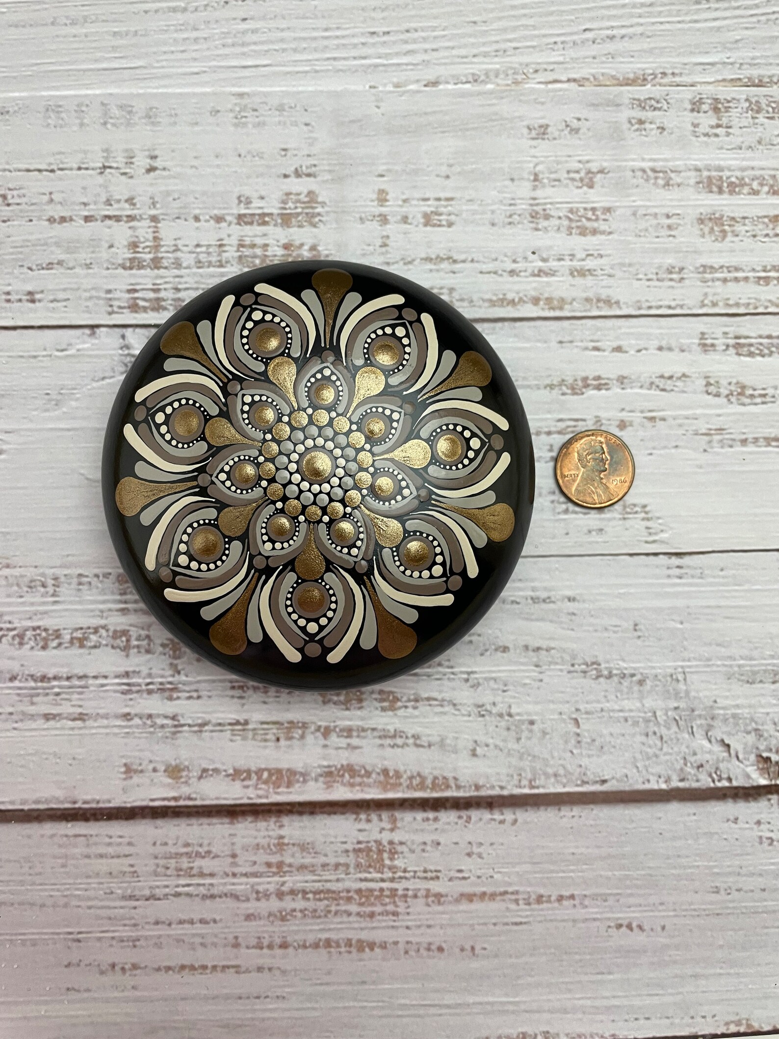 Dot Art Mandala Stone Paperweight Hand Painted Rock Meditation - Etsy