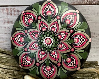 Dot Art Mandala Stone Hand Painted Rock Paperweight Mandala Meditation ...