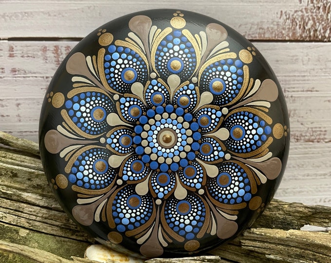 Dot Art Mandala Stone Hand Painted Rock Paperweight Mandala Meditation ...