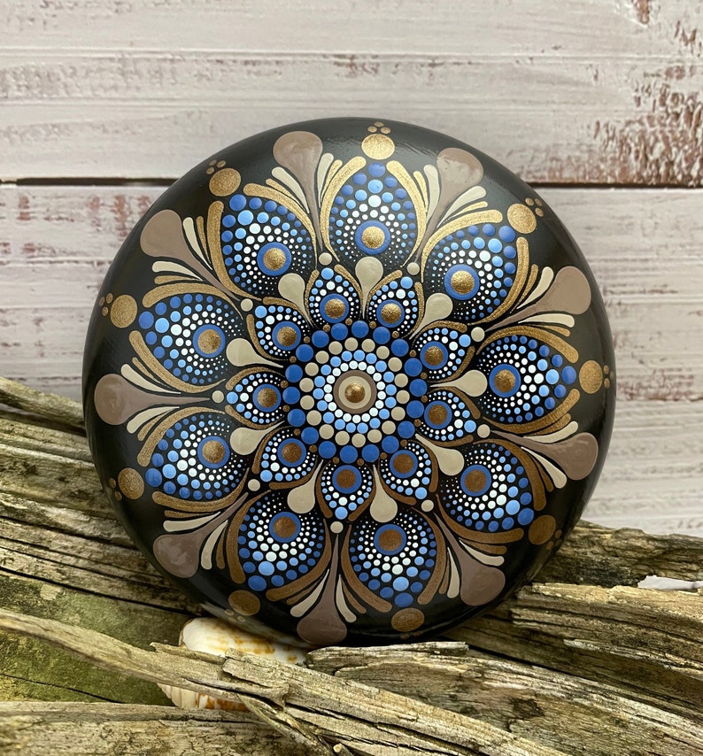 Dot Art Mandala Stone Hand Painted Rock Paperweight Mandala - Etsy