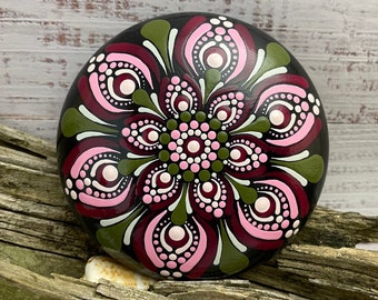 Dot Art Mandala Stone Paperweight Hand Painted Rock Meditation Medium ...