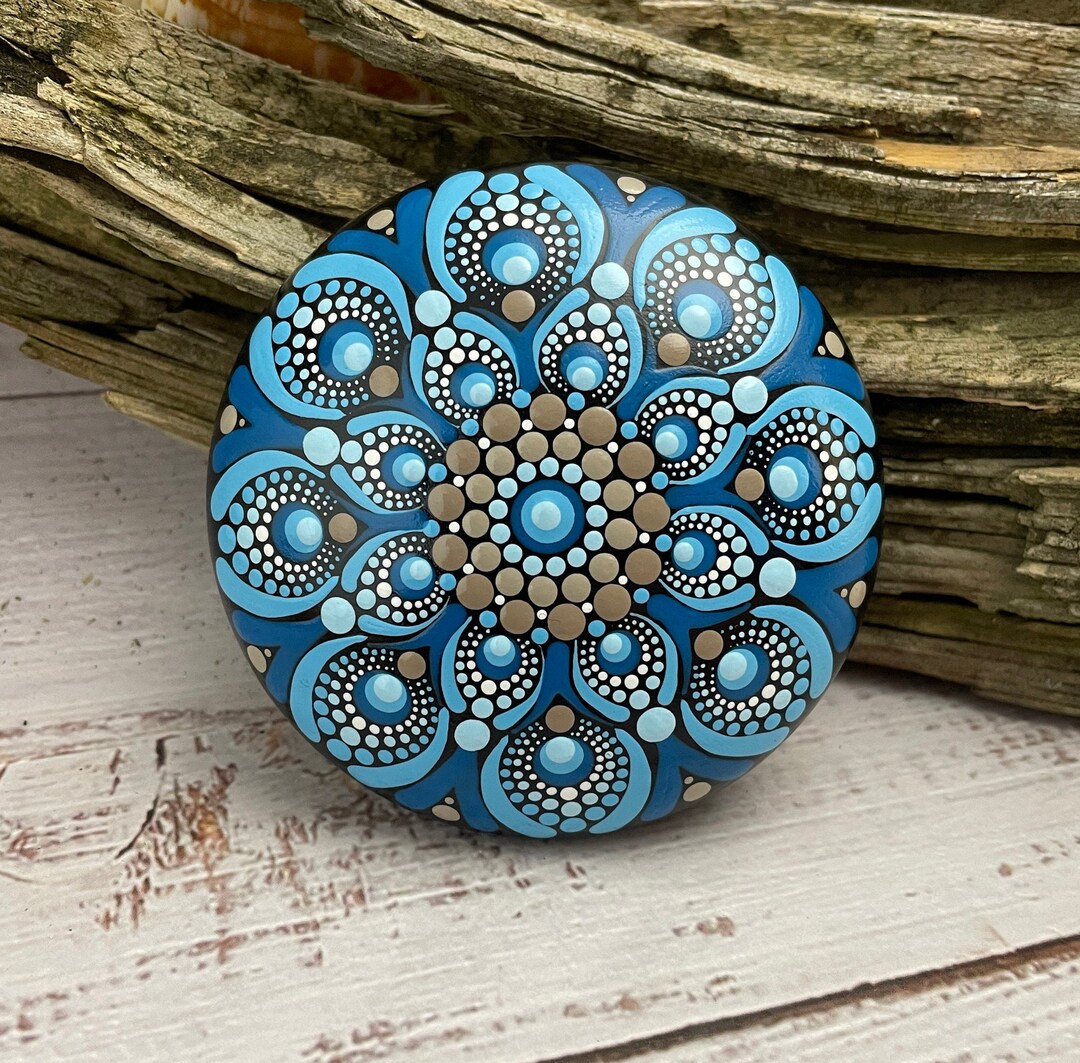 Dot Art Mandala Stone Paperweight Hand Painted Rock Mandala Meditation ...