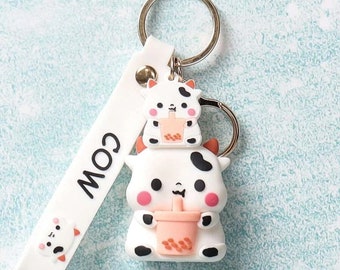 Cute Cow Keychain - Etsy