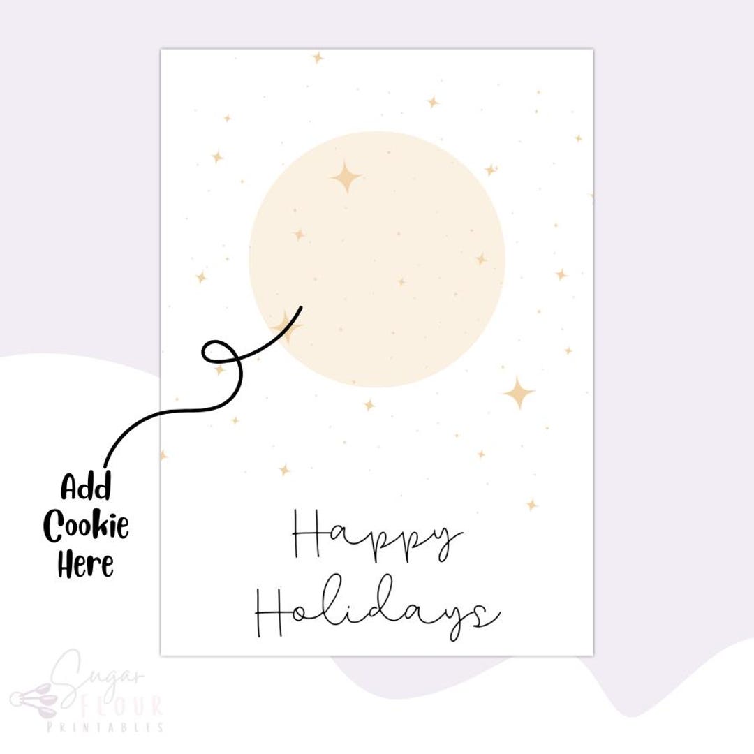 Happy Holidays Cookie Card – 5x7 & 3.5x5| Printable Cookie Card | Gift ...