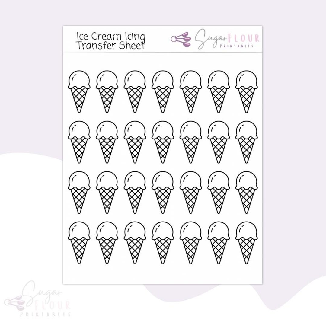 Ice Cream Royal Icing Transfer Sheets | Royal Icing Template | Royal ...