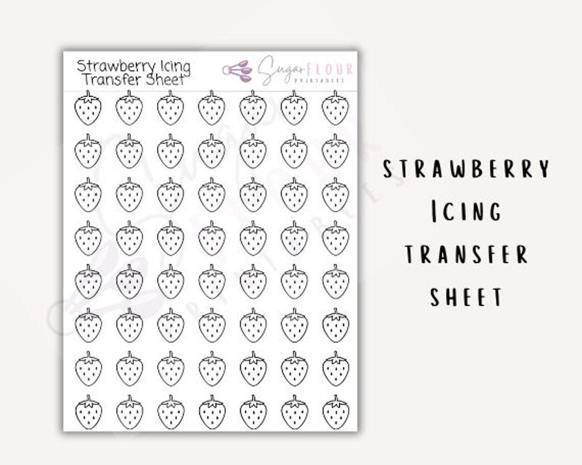 Strawberry Royal Icing Transfer Sheets Royal Icing Template - Etsy