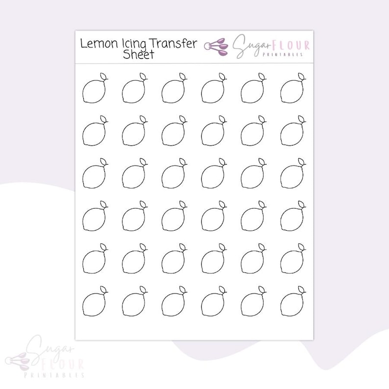Lemon Royal Icing Transfer Sheets | Royal Icing Template | Royal Icing ...