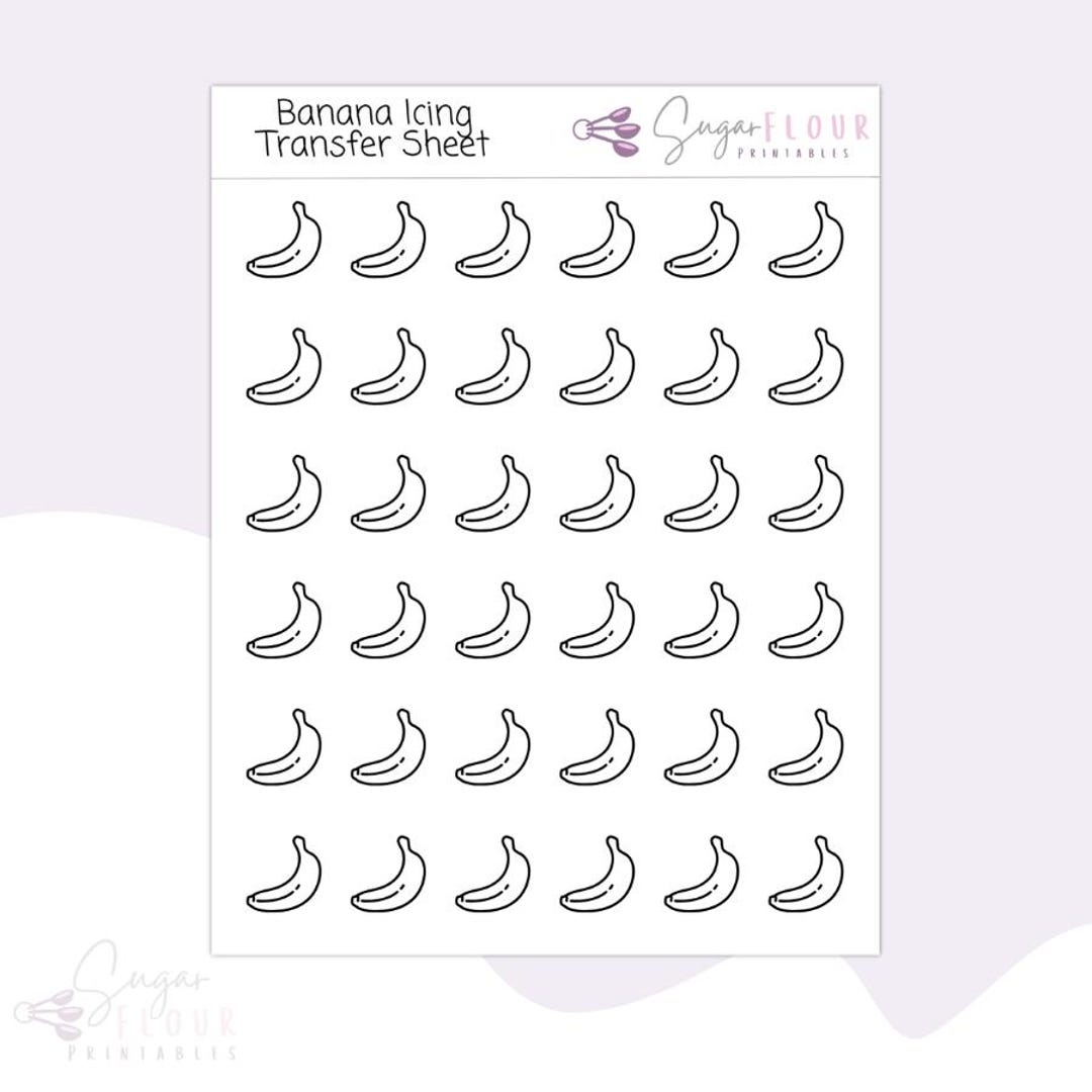 Banana Royal Icing Transfer Sheets | Royal Icing Template | Royal Icing ...