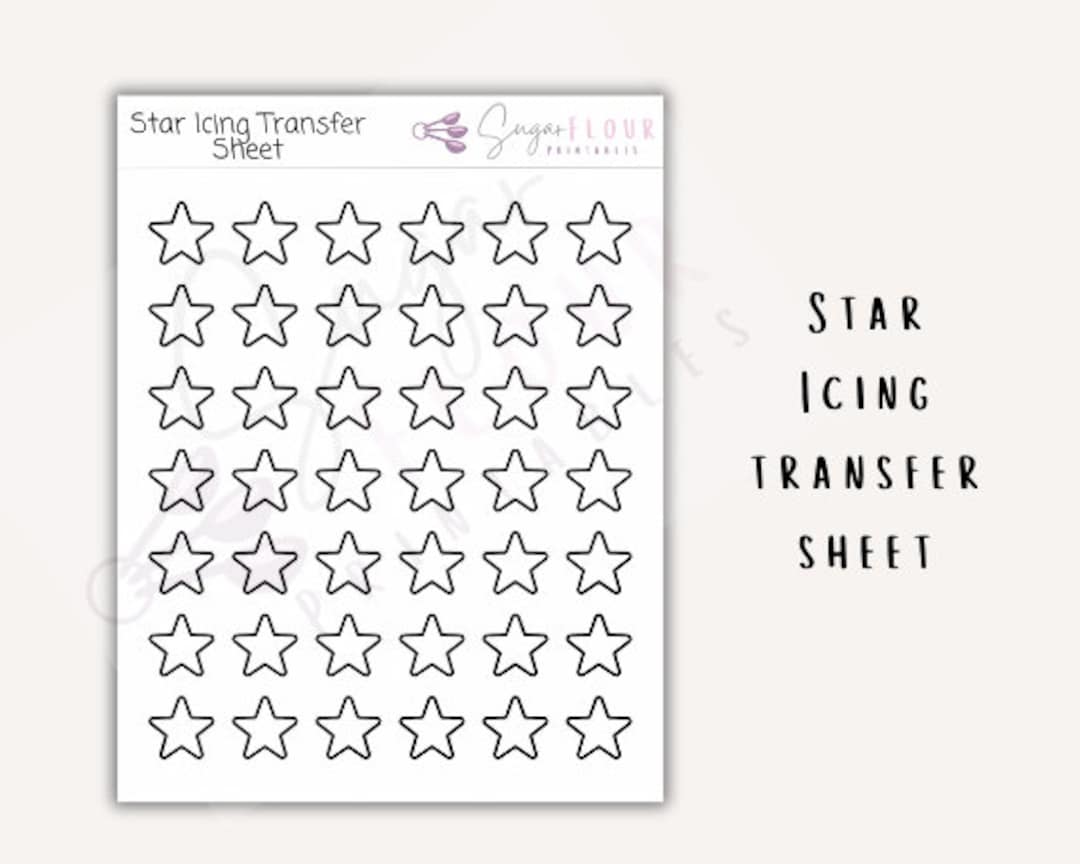 Star Royal Icing Transfer Sheets Royal Icing Template Royal Icing ...