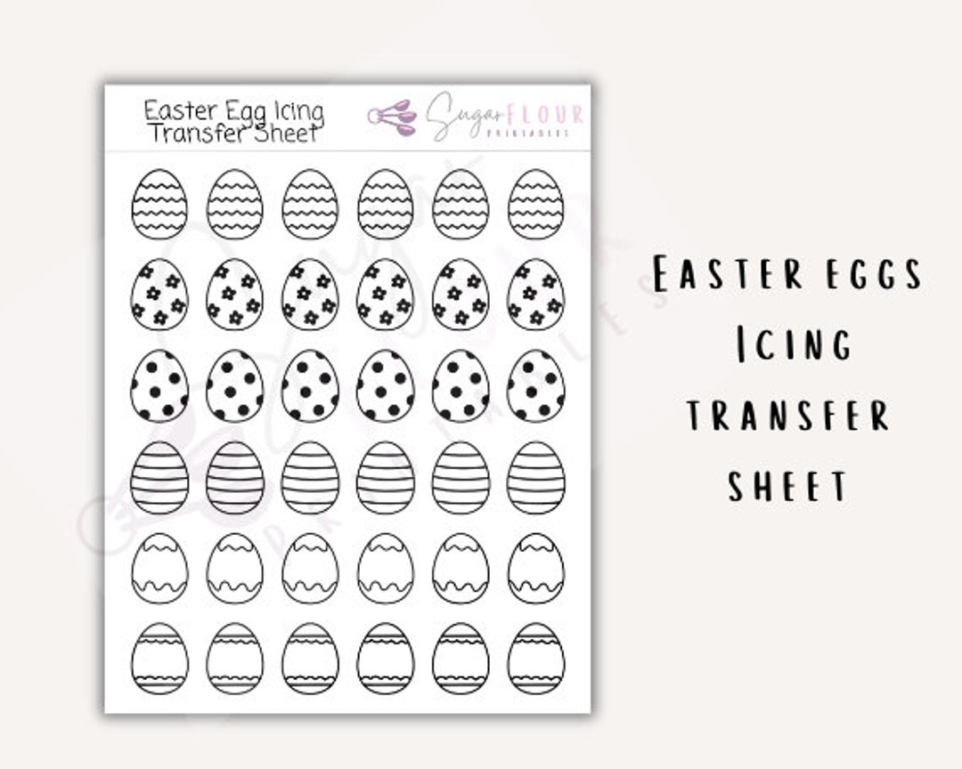 Easter Eggs Royal Icing Transfer Sheets Royal Icing Template Royal ...