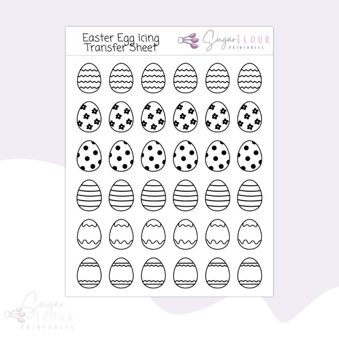 Easter Eggs Royal Icing Transfer Sheets | Royal Icing Template | Royal ...