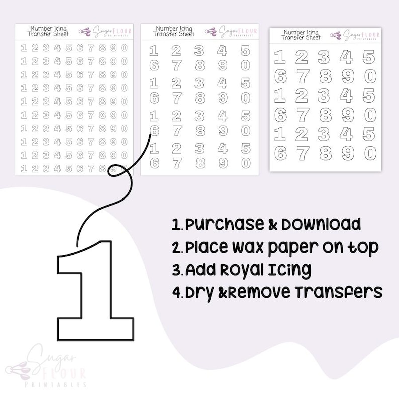 Number Royal Icing Transfer Sheets | Royal Icing Template | Royal Icing ...