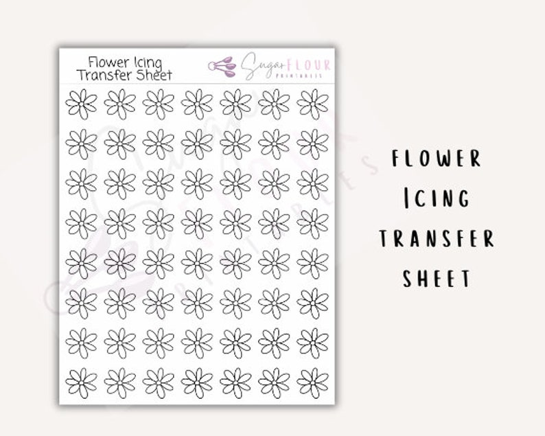 Flower Royal Icing Transfer Sheets Royal Icing Template Royal Icing ...