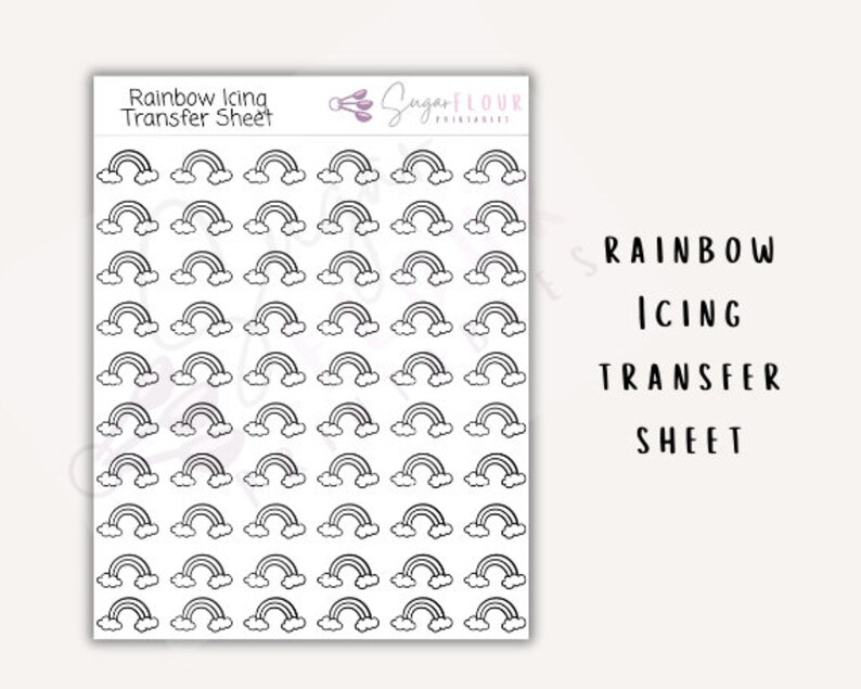 Rainbow Royal Icing Transfer Sheets Royal Icing Template - Etsy