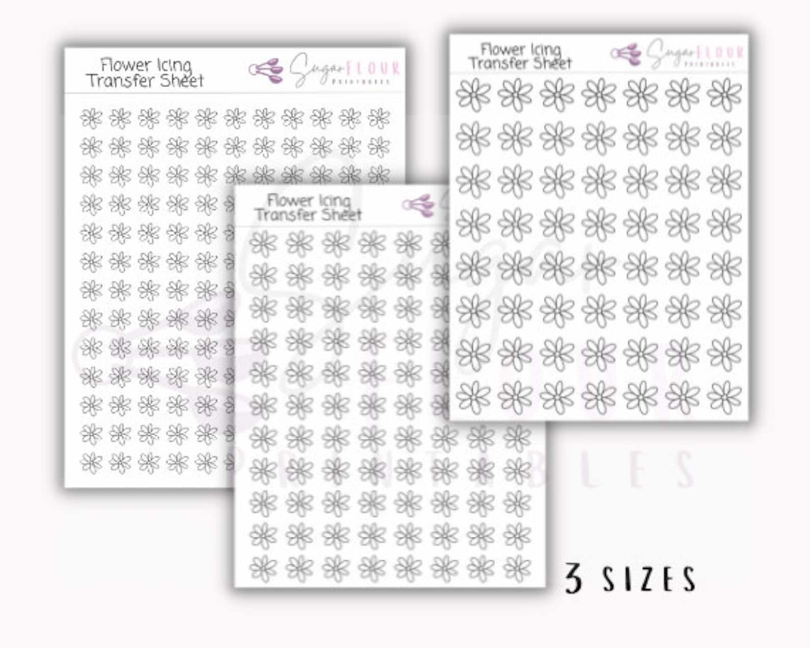 Flower Royal Icing Transfer Sheets Royal Icing Template Royal Icing ...