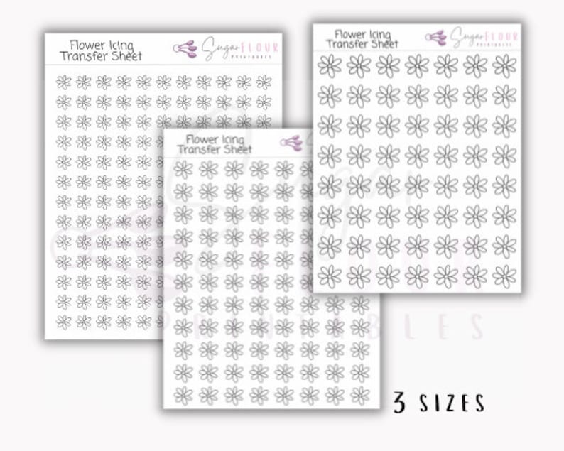 Flower Royal Icing Transfer Sheets Royal Icing Template Royal Icing ...