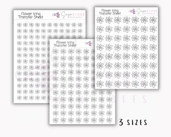 Flower Royal Icing Transfer Sheets Royal Icing Template Royal Icing ...