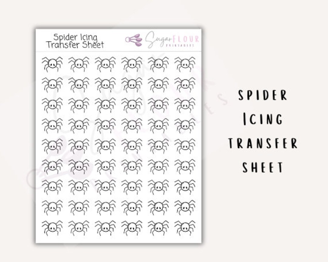 Spider Royal Icing Transfer Sheets Royal Icing Template Royal Icing ...