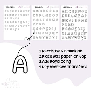 Alphabet Royal Icing Transfer Sheets | Royal Icing Template | Royal ...