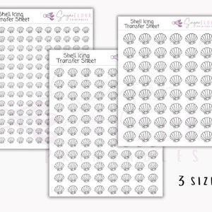 Shell Royal Icing Transfer Sheets Royal Icing Template Royal Icing ...